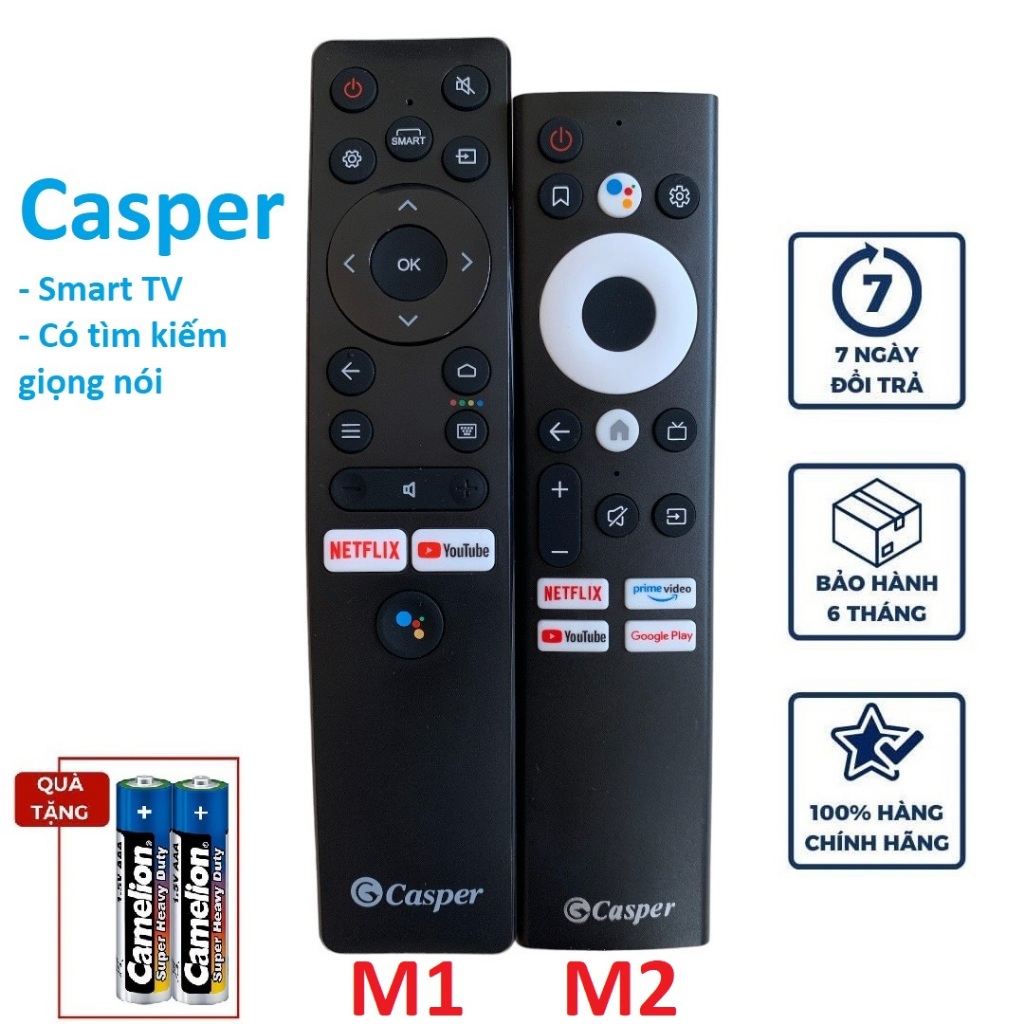 Điều khiển tivi Casper giọng nói chính hãng, Remote casper Smart TV ...