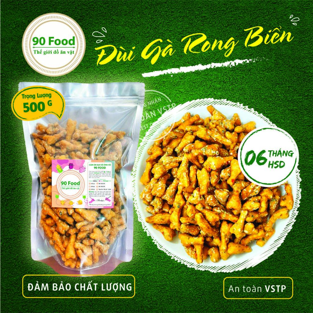 Đùi Gà Rong Biển 90 Food túi Zip 500g - 1000g giòn tan thơm ngon nhức ...