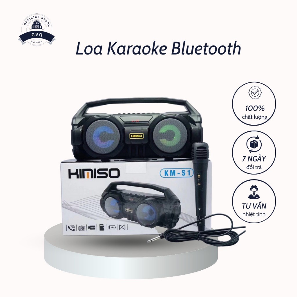 Loa Karaoke Bluetooth Kimiso KM S1 Xách Tay Di Động Có Đèn Led Kèm Mic Và Dây (GVQ Store ...