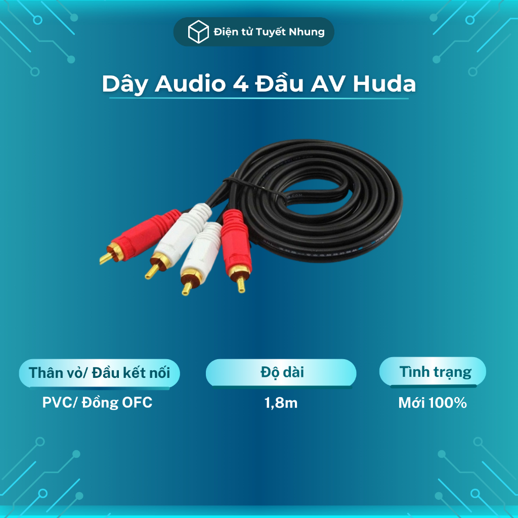 Dây AV 4 Đầu Huada, Lõi Đồng OFC - Dây Tín Hiệu AV, Dây AV 2 Đầu BH Lỗi ...