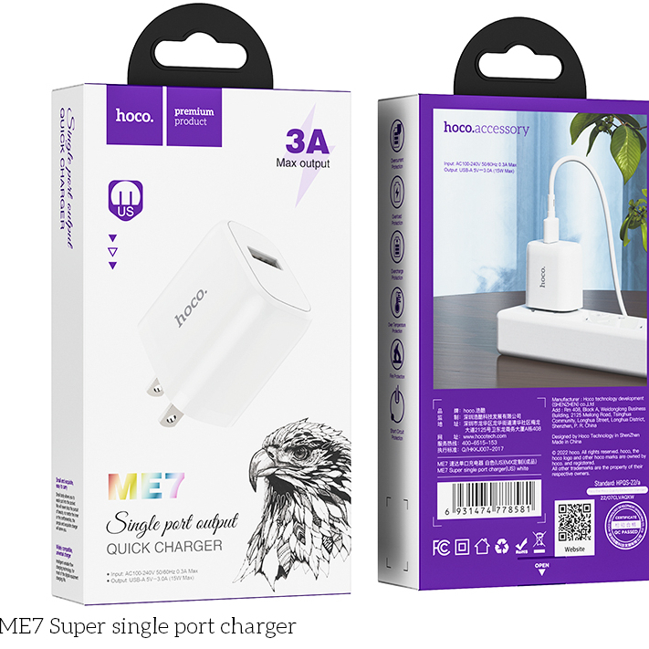 [Bh 12Th]Củ Sạc Nhanh Siêu Bền Chính Hãng Hoco ME7 3A - 15W Cốc 1 Cổng ...