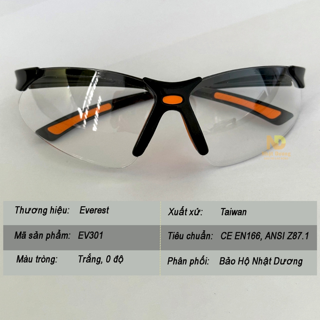 Kính bảo hộ Everest EV301 EV302 hàn điện, Kính chống bụi chắn gió dùng ...