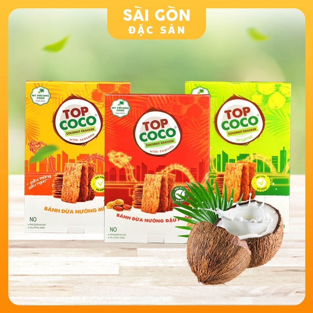 Bánh dừa nướng Top Coco Chính hãng hàng xuất khẩu Hộp 230Gam (180g khối ...