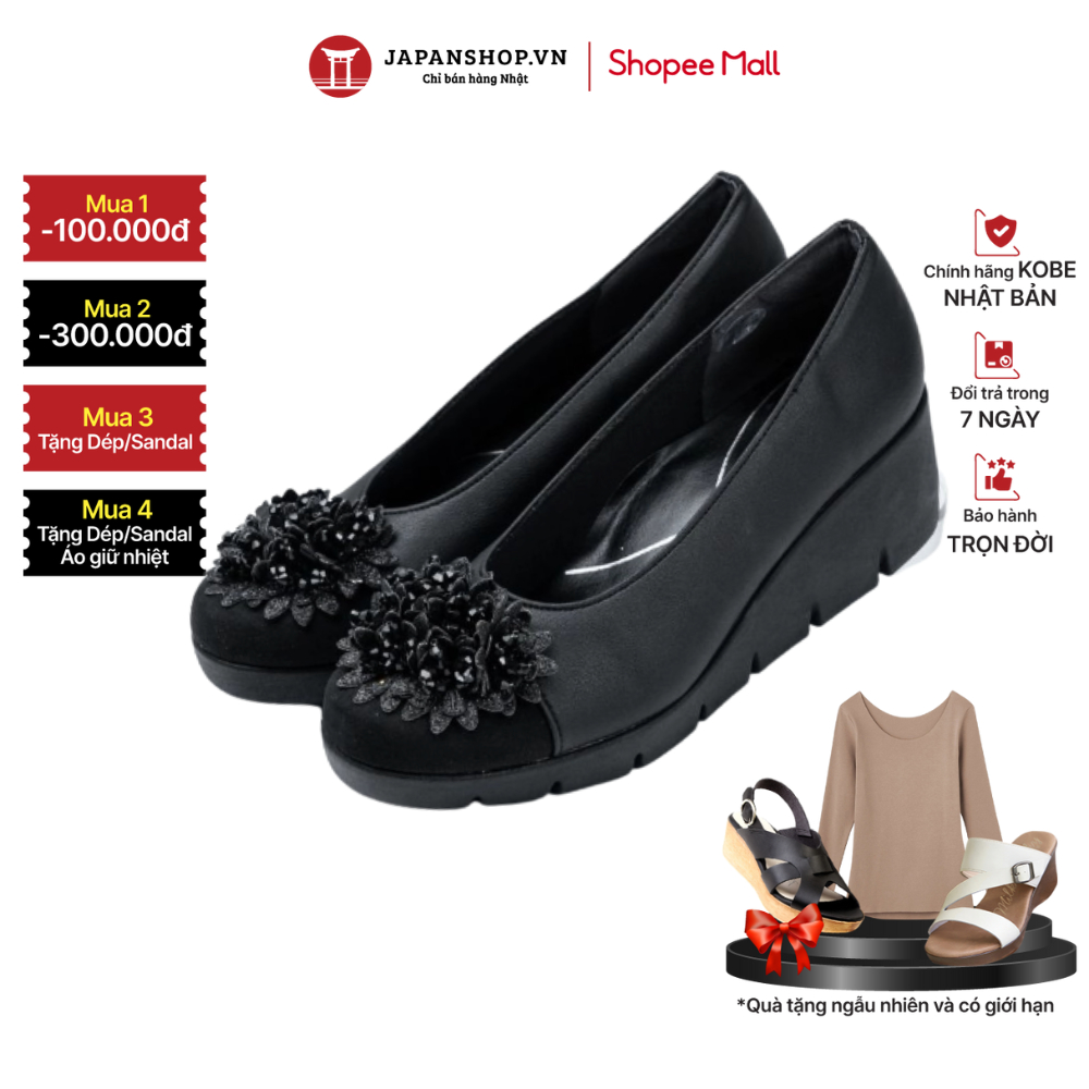 Giày da nữ cao cấp đế xuồng đính đá hoa KOSU 39618 dáng sang, mang nhẹ ...