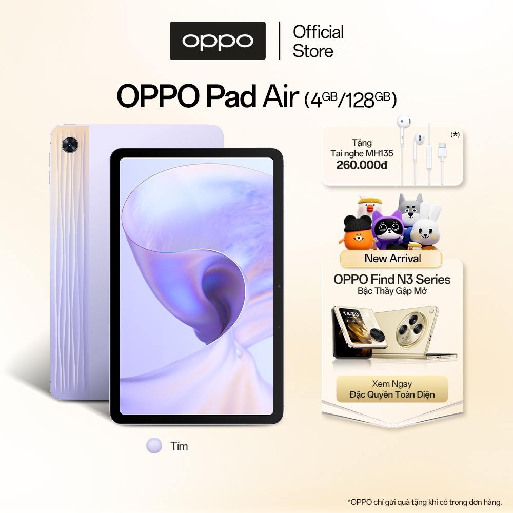 Máy Tính Bảng OPPO Pad Air TÍM (4GB/128GB) | Màn Hình 2K | Chip Snapdragon 680 | Shopee Việt Nam