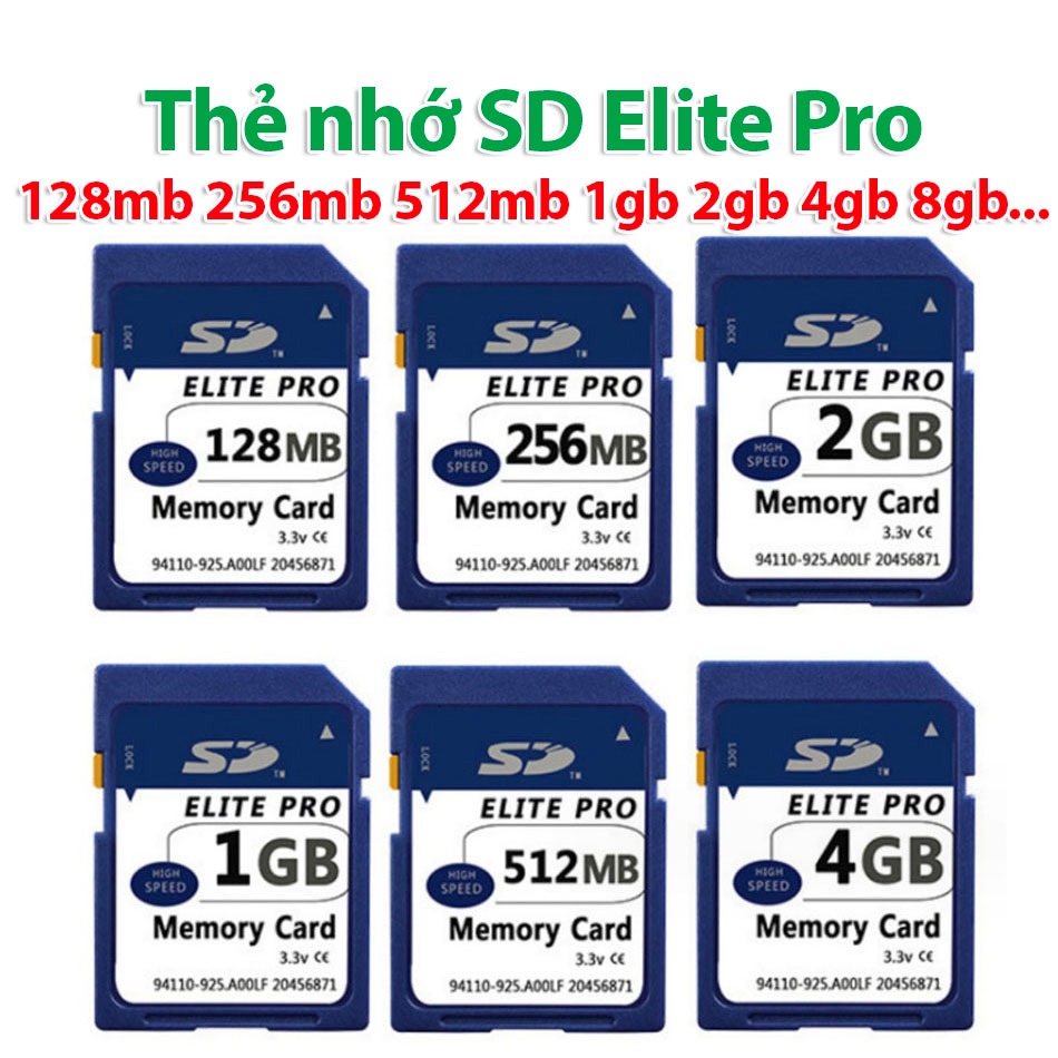 Thẻ nhớ SD Elite Pro 128mb 256mb 512mb 1gb 2gb 4gb 8gb dung lượng thấp ...
