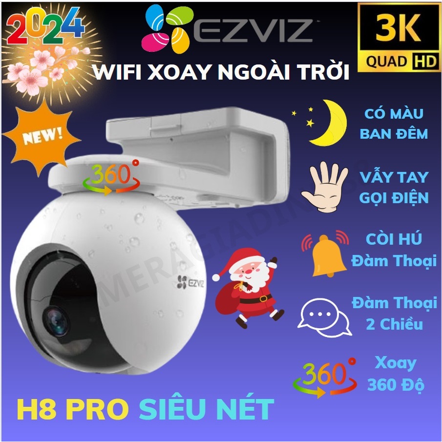 Camera WIFI Ngoài Trời Xoay 360 EZVIZ H8 PRO, H8C, 5MP 3MP 2K 3K SIÊU NÉT Màu Ban Đêm - Chính ...