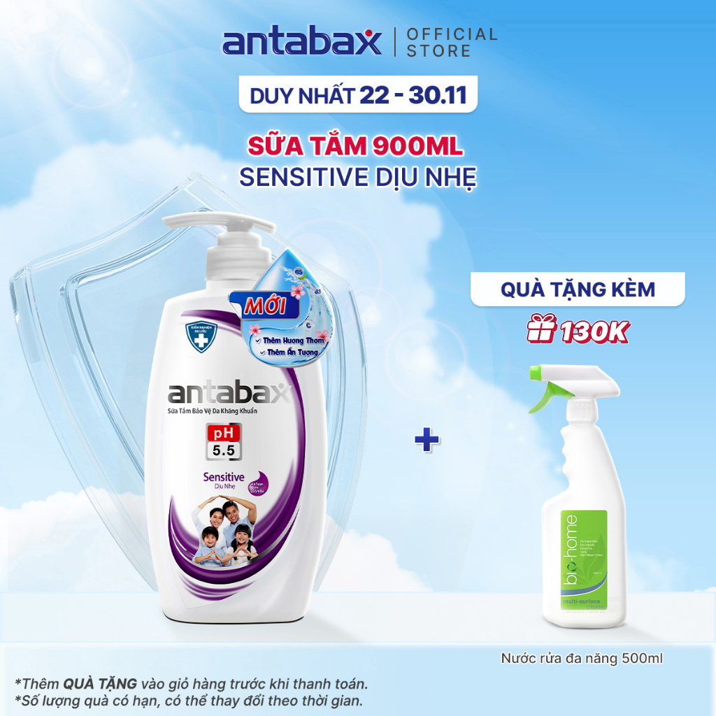 Sữa Tắm Bảo Vệ Da Kháng Khuẩn Antabax Sensitive Dịu Nhẹ 900ml | Shopee ...
