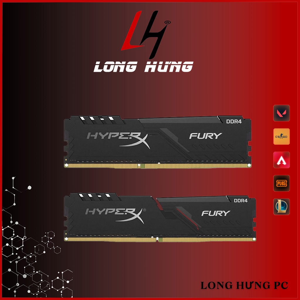 Ram máy tính, Kingston HyperX Fury DDR4 8GB 16GB 2666hz 3200hz-Hàng ...