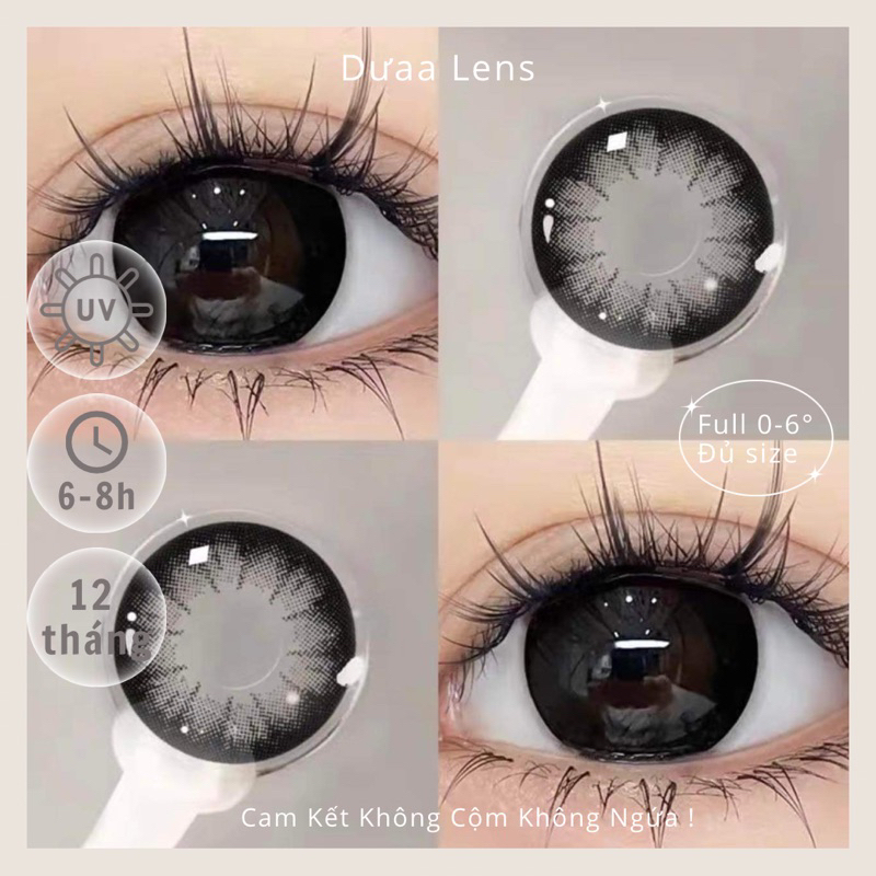 DƯAA LENS - Kính Áp Tròng Lens Mắt Đen Tự Nhiên Giãn Tròng Full Độ Cận ...