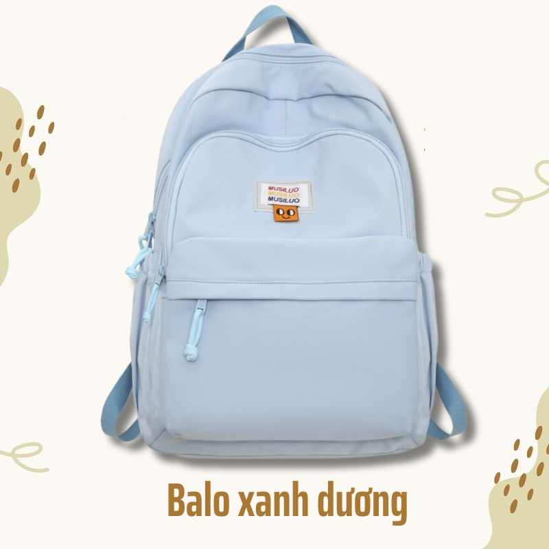 Balo đi học nữ GENBAG balo ulzzang trơn basic nhiều ngăn đựng vừa ...