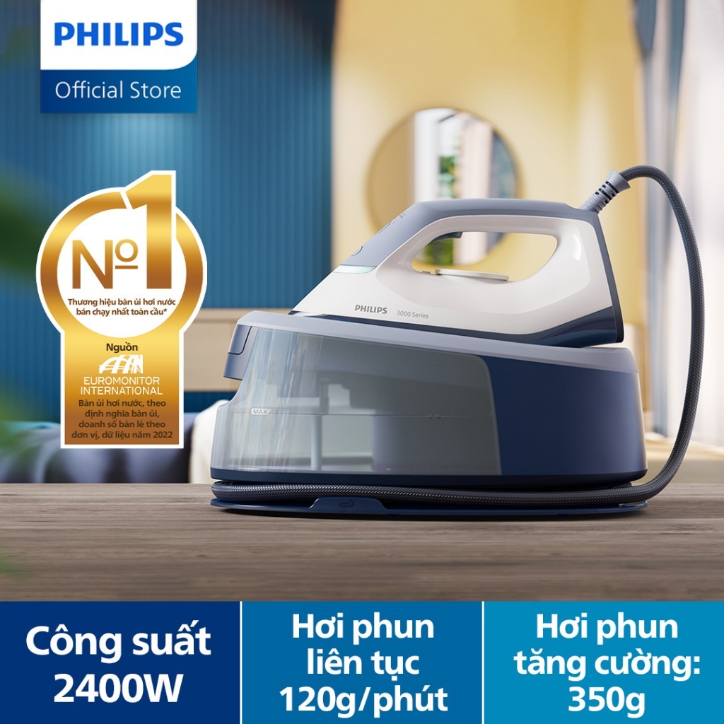 Bàn ủi hơi nước hệ thống Philips PSG3000/20 mặt đế Ceramic, công suất 2400W - Hàng chính hãng ...