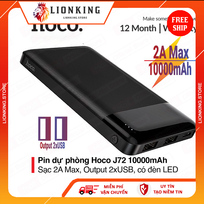 Pin sạc dự phòng Hoco J72 dung lượng 10000mAh, sạc nhanh 2A Max, 2 ...