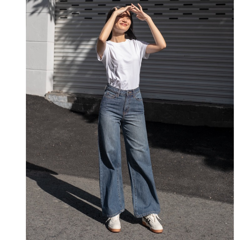 HASHTAGEM - Quần Jeans Nữ Ống Rộng Wide Leg Jeans WLJ.2, Lưng Cao, Form ...