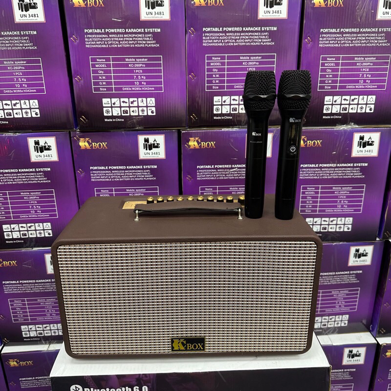 Loa karaoke xách tay chính hãng KCBox KC260Pro, Bluetooth 6.0 (Loa 3 đường tiếng, 2 loa bass ...