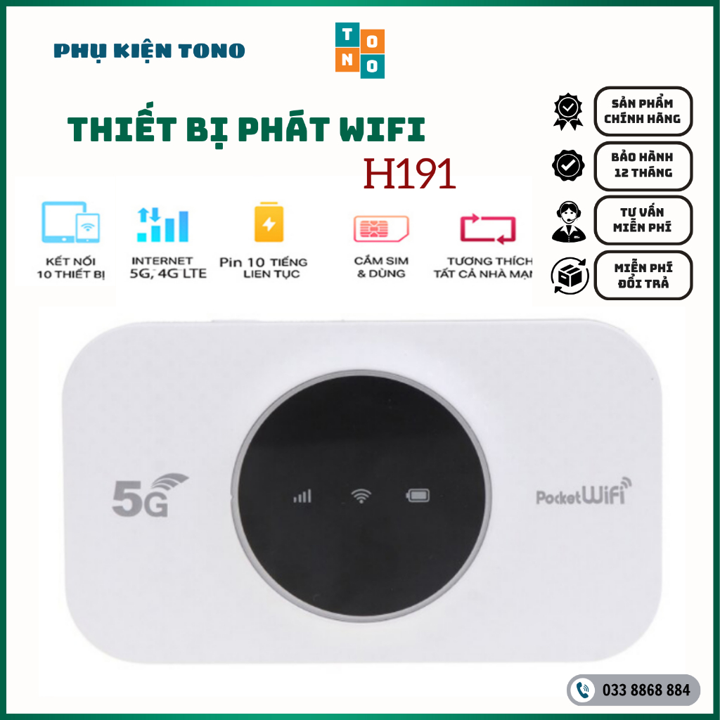 Thiết bị phát wifi di động hỗ trợ sim 5G H191 | CHÍNH HÃNG | Bảo hành 12 tháng | Phụ kiện TONO ...