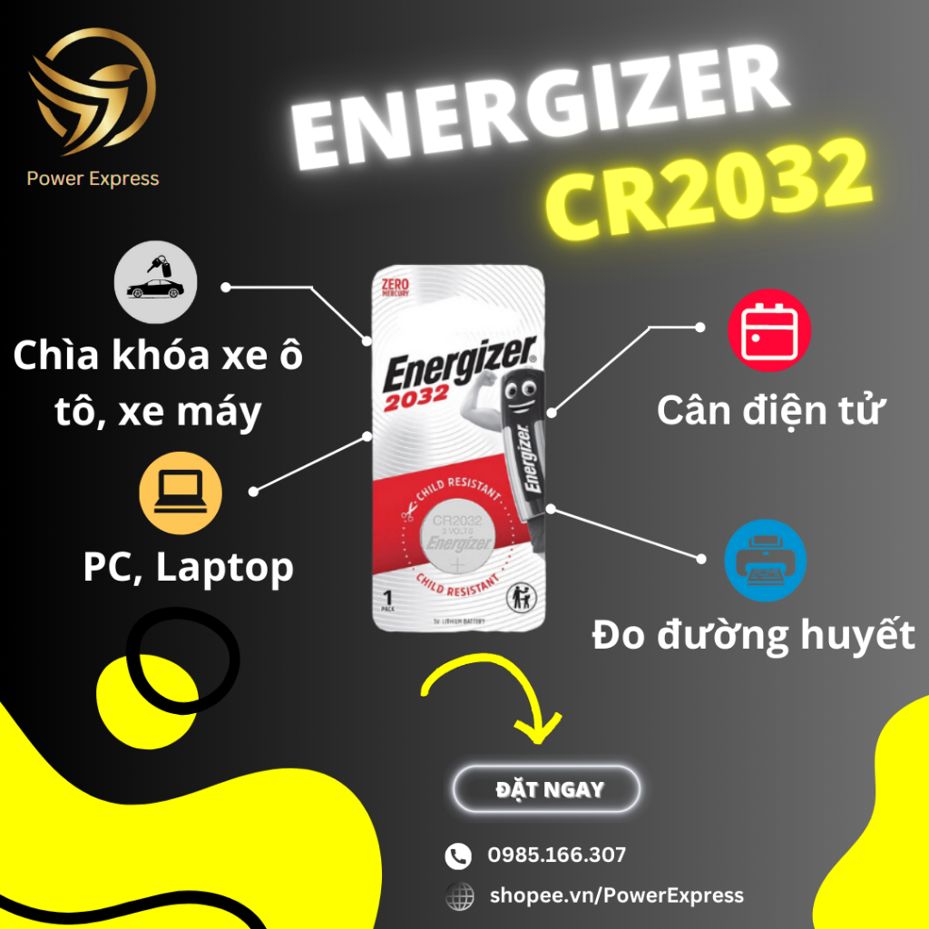 Pin remote xe oto Energizer cr 2032 - pin chính hãng usa (mỹ) | Shopee ...
