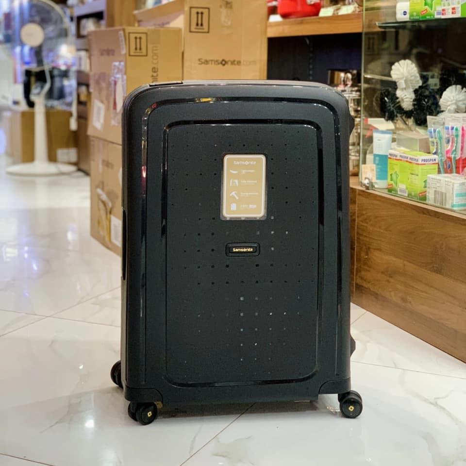 VALI SAMSONITE S'CURE DLX SPINNER 69/25 BLACK/GOLD DELUSCIOUS SIZE M ...