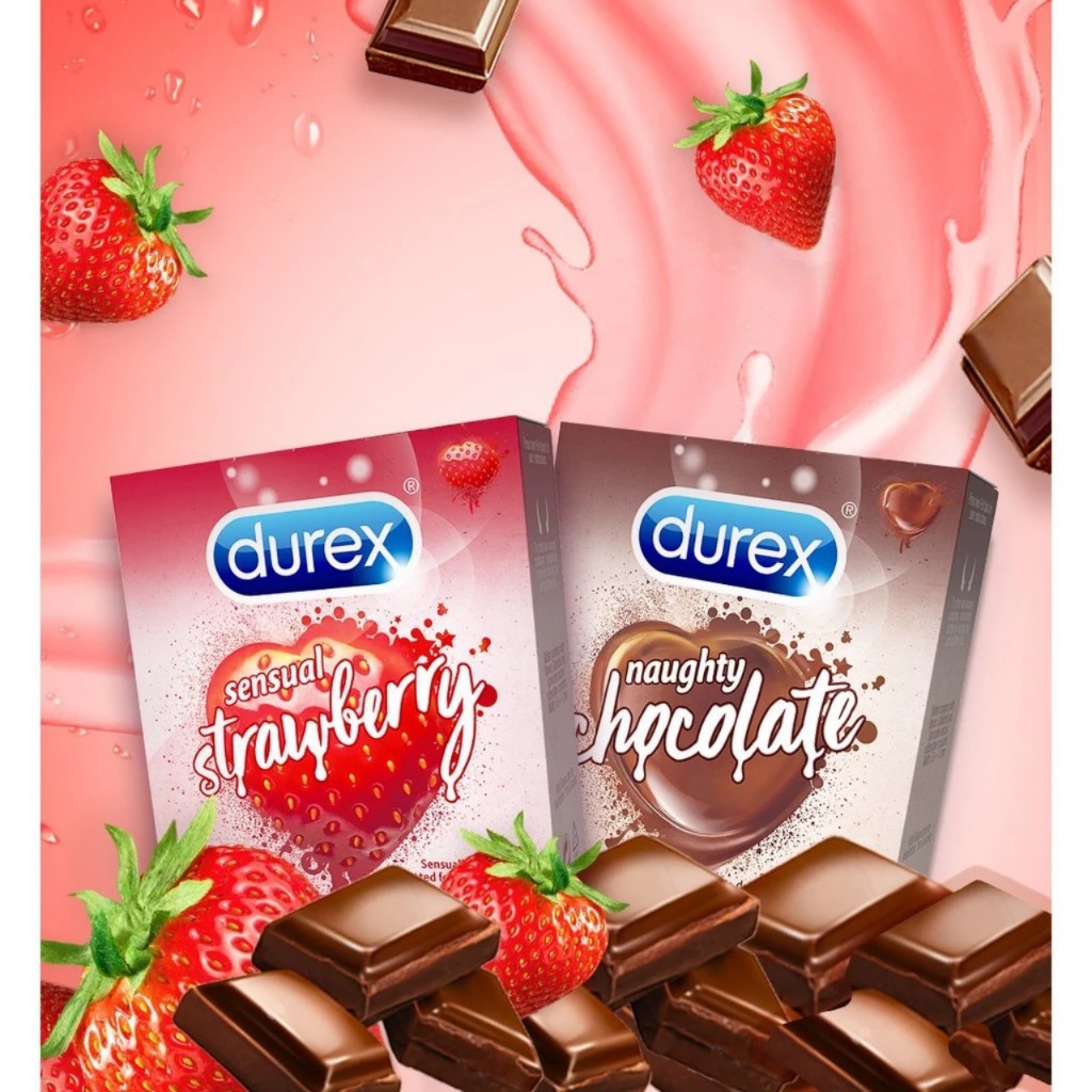 Bao cao su Durex Naughty Chocolate Sensual Strawberry bcs hương socola ...