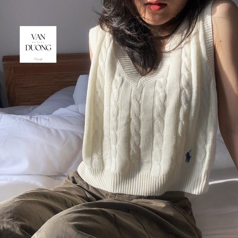 Áo Gile Len Ralph Lau.rent Unisex Nam Nữ màu trắng sữa hàng hiệu giá rẻ ...