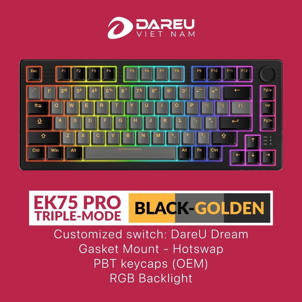 Bàn phím cơ DAREU EK75 Pro (2 sides RGB strip, DareU DREAM sw, Type-C) | Shopee Việt Nam