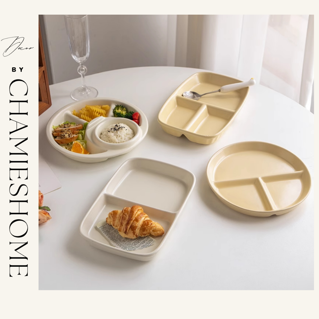 Đĩa Sứ Cao Cấp Chia Ngăn Tiện Lợi, Dĩa Ăn Eat Clean Chamies Bảng Màu ...