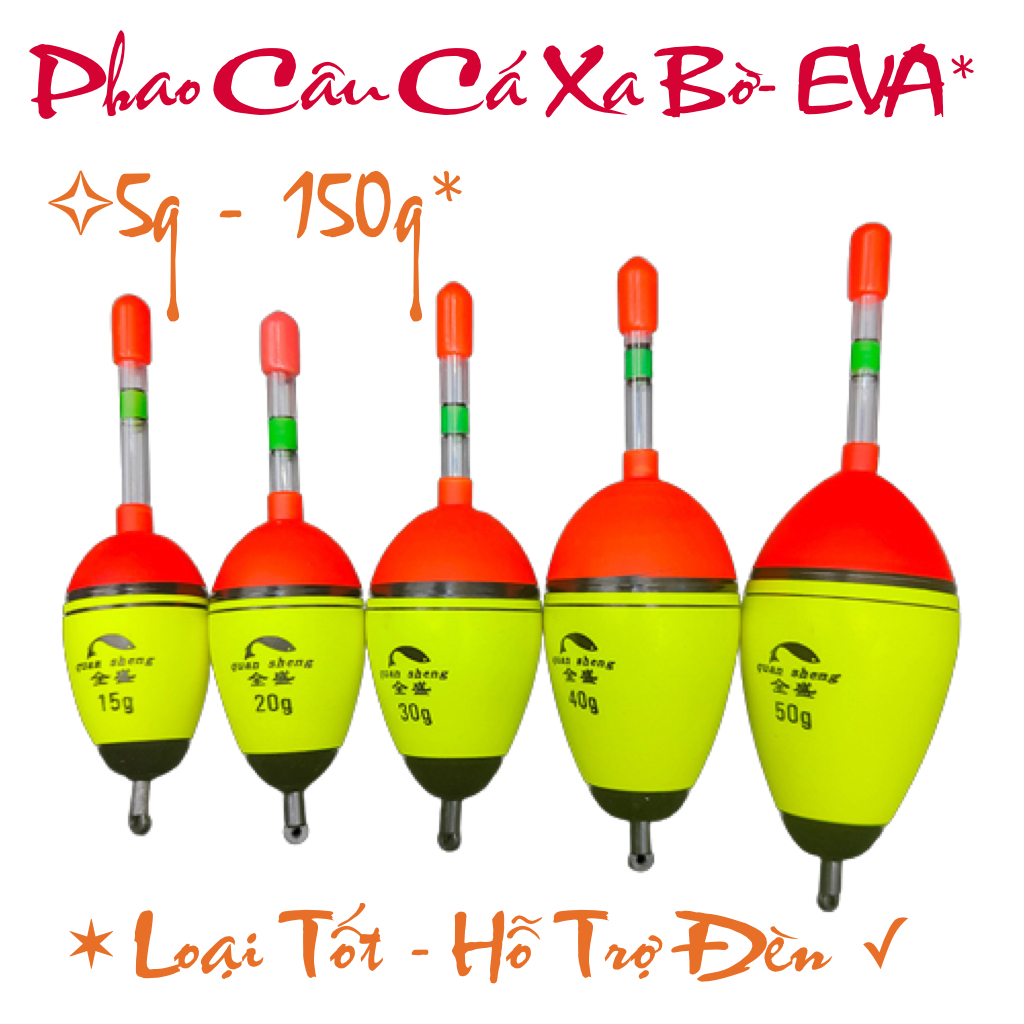 Phao câu cá XA BỜ Iso Cỡ lớn 5g 10g 15g 20g 30g 40g 50g 60g 70g 80g 100g 150g - Có thể GẮN ĐÈN ...