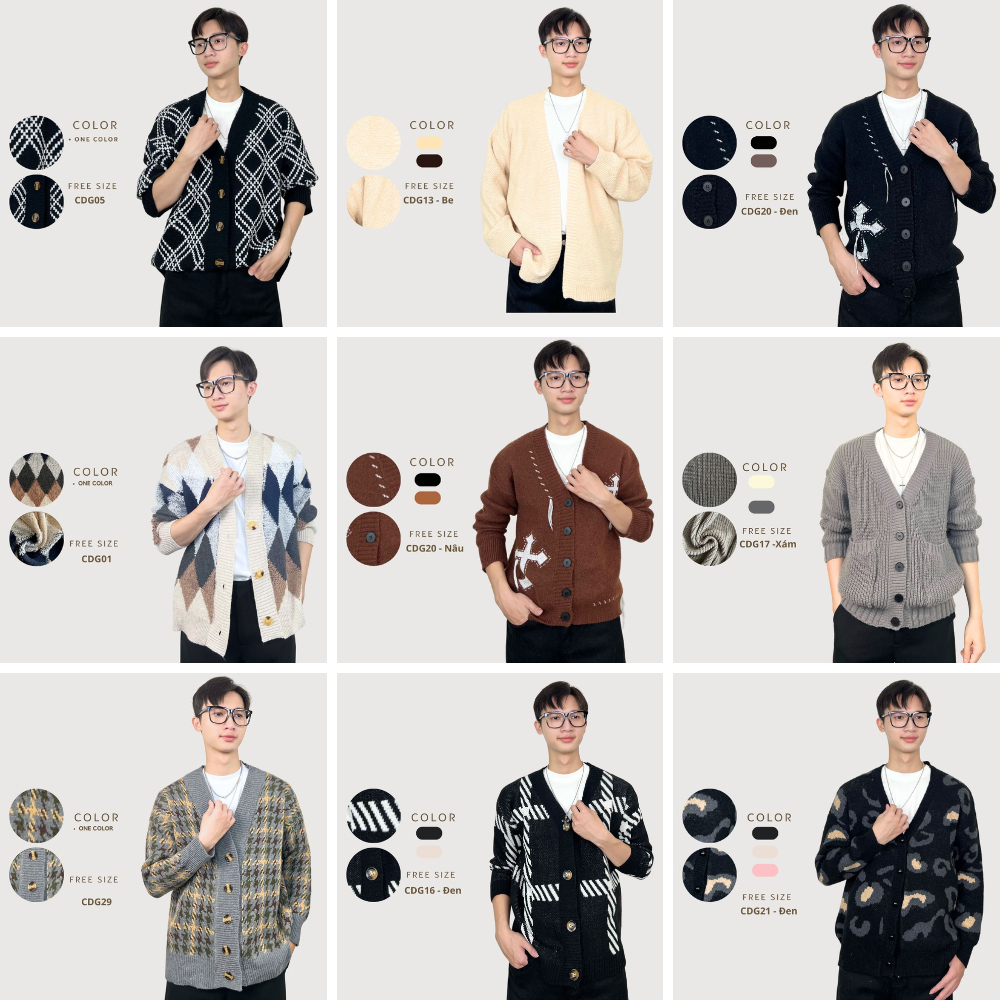 Áo Khoác Len Nam Cardigan Form Rộng Chất Len Dày Dặn Mẫu Mã Trẻ Trung ...