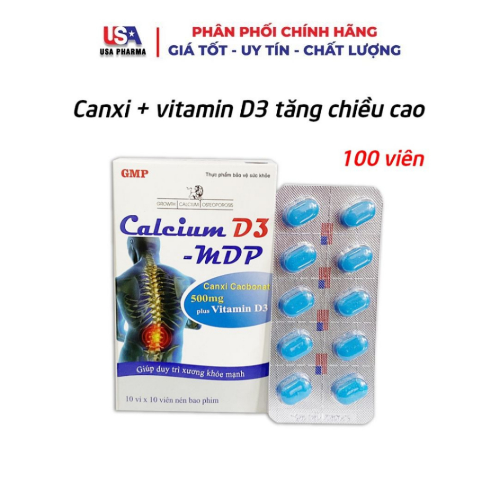 Viên uống 500mg canxi, vitamin D3 chắc khỏe xương khớp, tăng chiều cao ...
