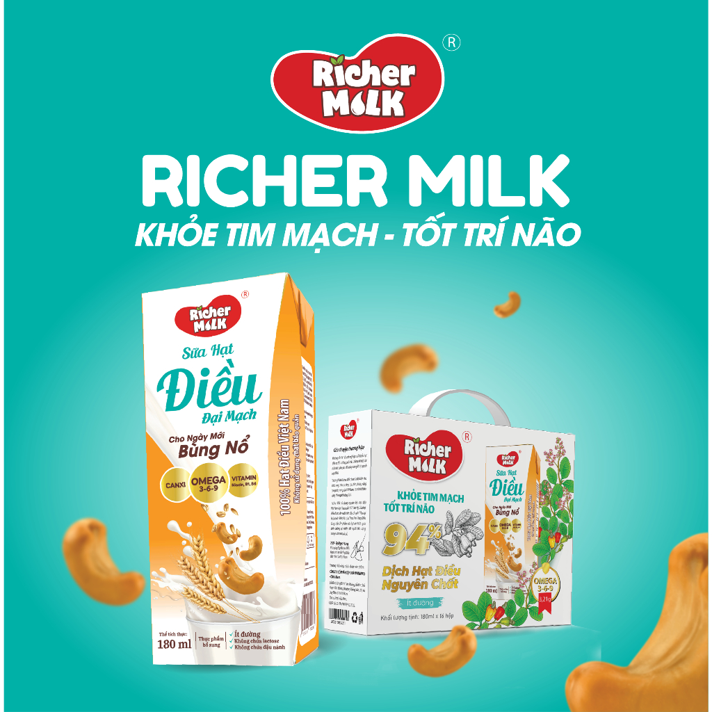 Mini Bloom Sữa Hạt Điều Đại Mạch Richer Milk (180ml x 16 hộp) | Shopee ...