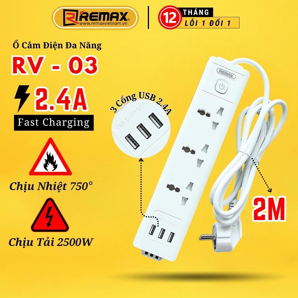 Ổ Cắm Điện Đa Năng Thông Minh Remax RV-03 - 3 Cổng USB Sạc Nhanh 5V-2 ...