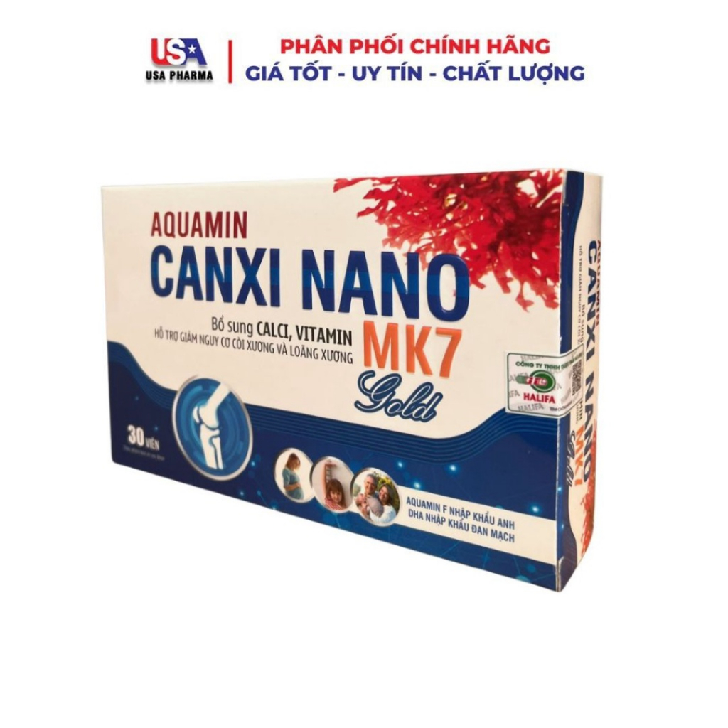 Viên Uống Aquamin Canxi Nano Mk7 Gold BỔ SUNG CANXI, Chống Còi Xương, Loãng Xương - Hộp 30 Viên ...