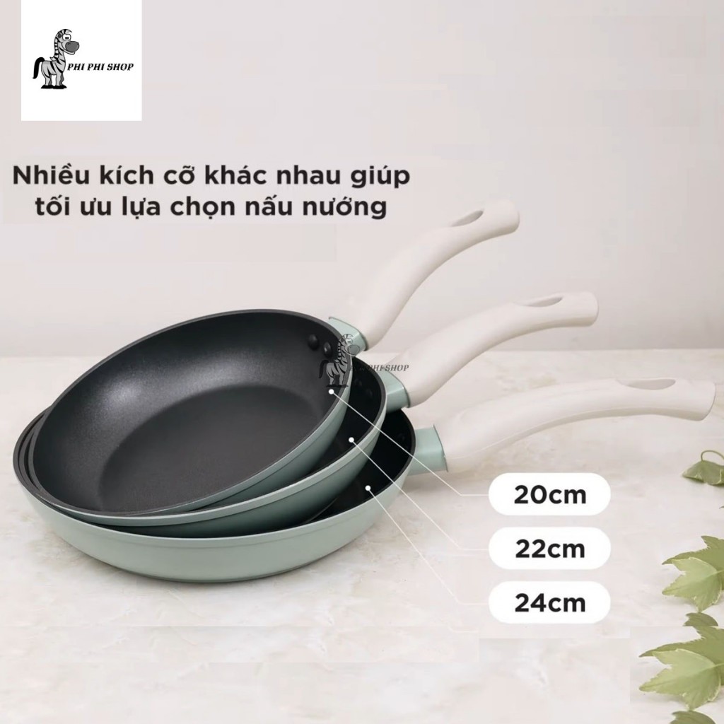 Chảo chống dính LocknLock Rosemary CAF2046 CAF2246 CAF2446 Xanh Mint sử ...
