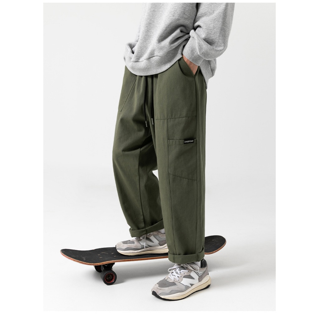 Quần dài nam dáng suông kaki phong cách Hanlu Nhật Bản Streetwear mùa thu đông | Shopee Việt Nam