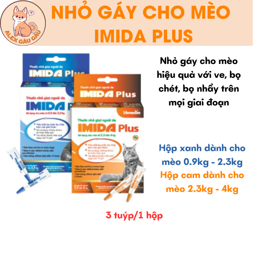 Nhỏ Gáy Cho Mèo Imida Plus Hiệu Quả Với Ve Bọ Chét Bọ Nhẩy Trên Mọi Giai Đoạn - ALEX | Shopee ...