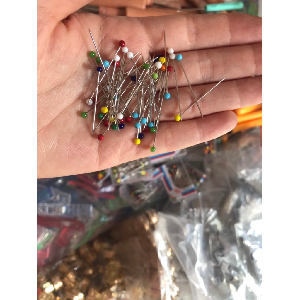 [HỘP 50 GHIM CỐ ĐỊNH VẢI] Ghim đầu tròn loại 3cm sắc bén, dễ ghim ...