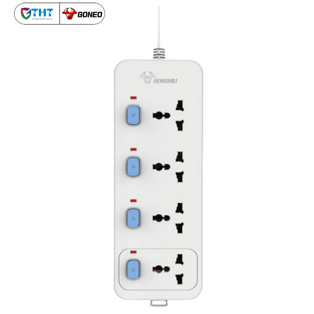 Ổ cắm điện đa năng có dây GONGNIU chính hãng GNVN-N3040, 4 ô cắm, 4 ...