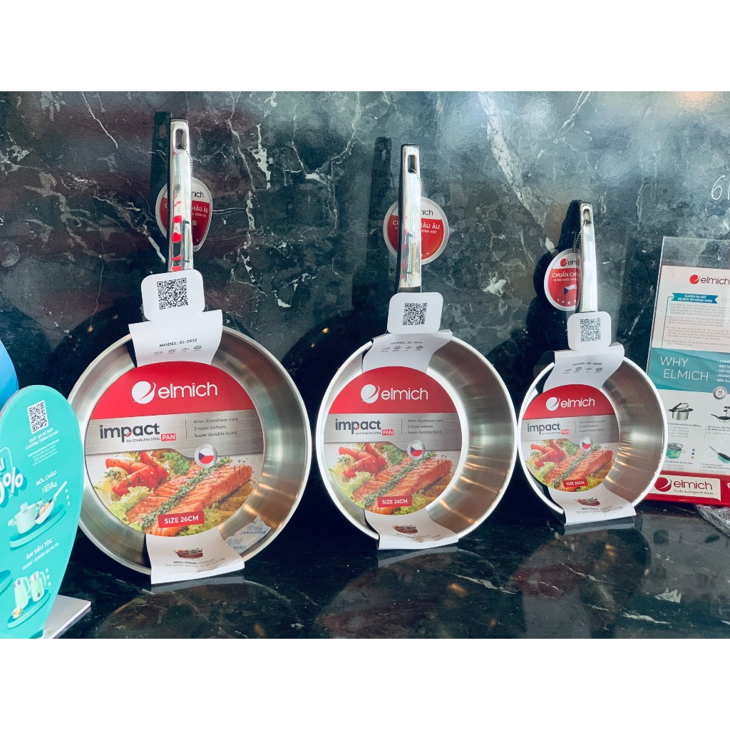 Chảo inox 304 chống dính tự thân đáy Inpac Elmich EL-2833 size 20cm, 24cm, 26cm, 28cm | Shopee ...