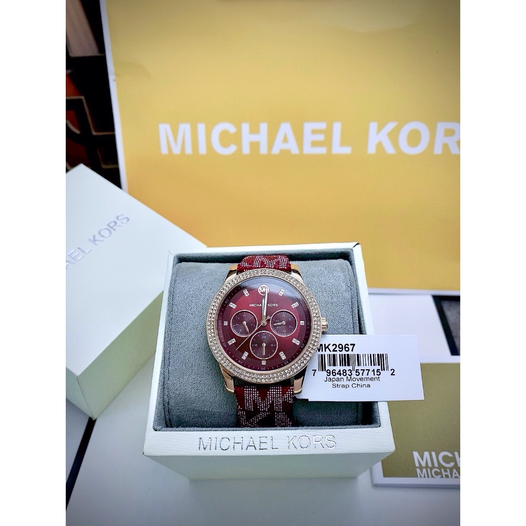 Đồng hồ nữ Michael Kors Tibby Rose Gold Chrono Red Pvc Women`s MK2967 ...