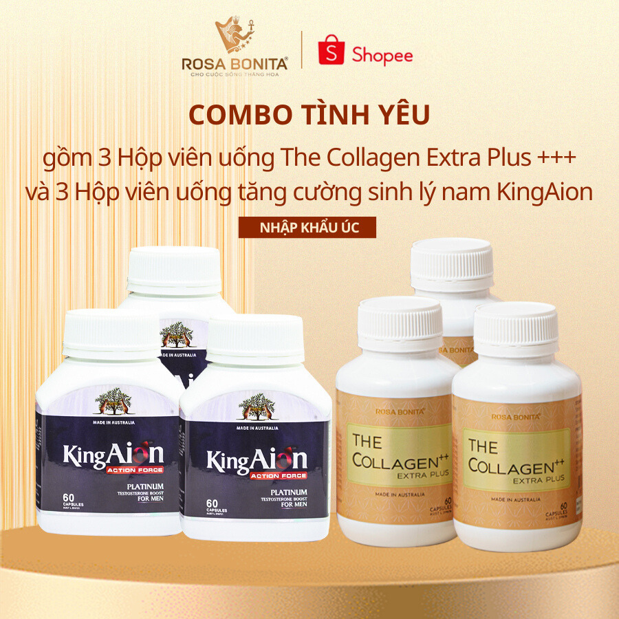 Combo 3 Hộp The Collagen Extra Plus+++ và 3 Hộp tăng cường sinh lý nam KingAion Rosa Bonita ...