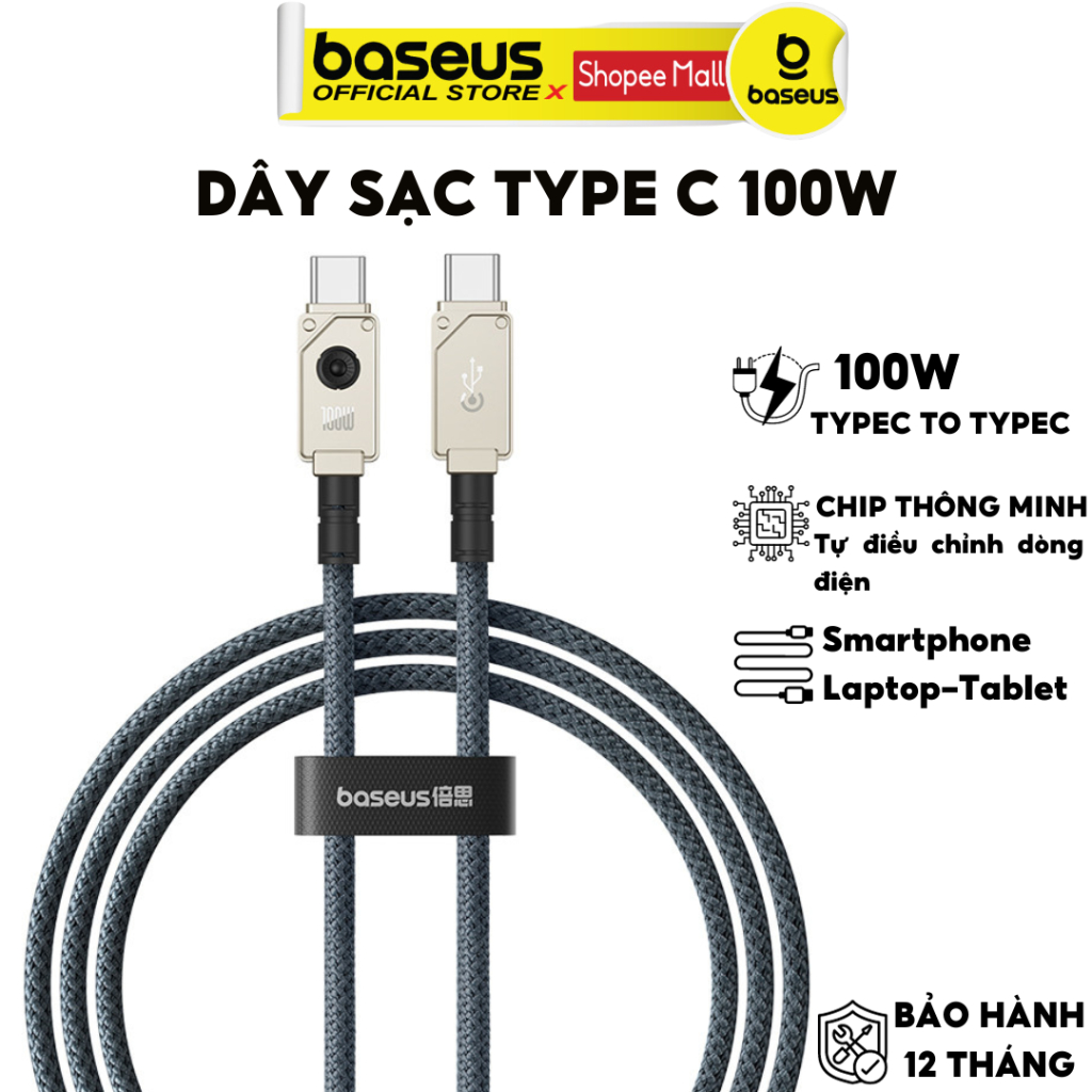 Cáp Sạc Nhanh Baseus Type C to Type C 100W Dây Bện Sợi Aramid Chống Đứt ...