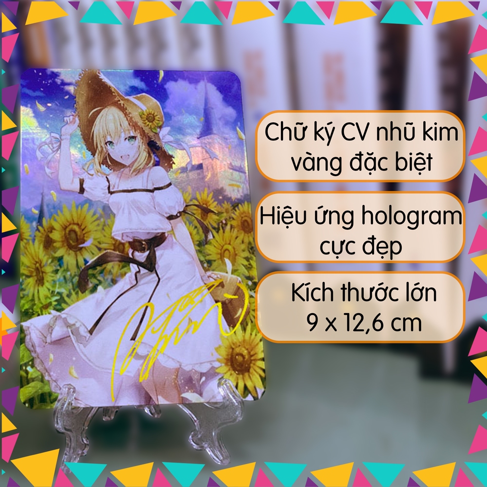 Ảnh Card hologram in chữ ký CV - Fate Grand Order - Saber - Card anime ...