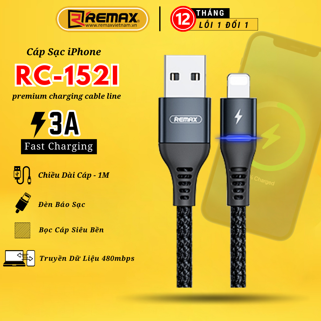 Cáp Sạc Remax Việt Nam RC-152i Dây Sạc Nhanh 2.4A Cho 13pro Trở Xuống ...