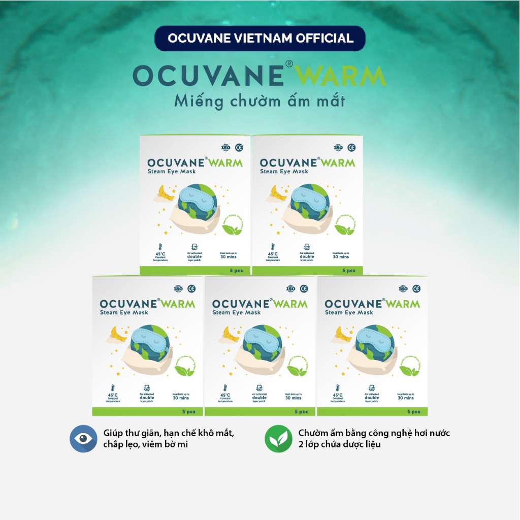 Miếng Chườm ấm Mắt Hơi Nước Thảo Dược Ocuvane Warm Dùng Cho Khô Mắt Mỏi Mắt Viêm Bờ Mi Chắp