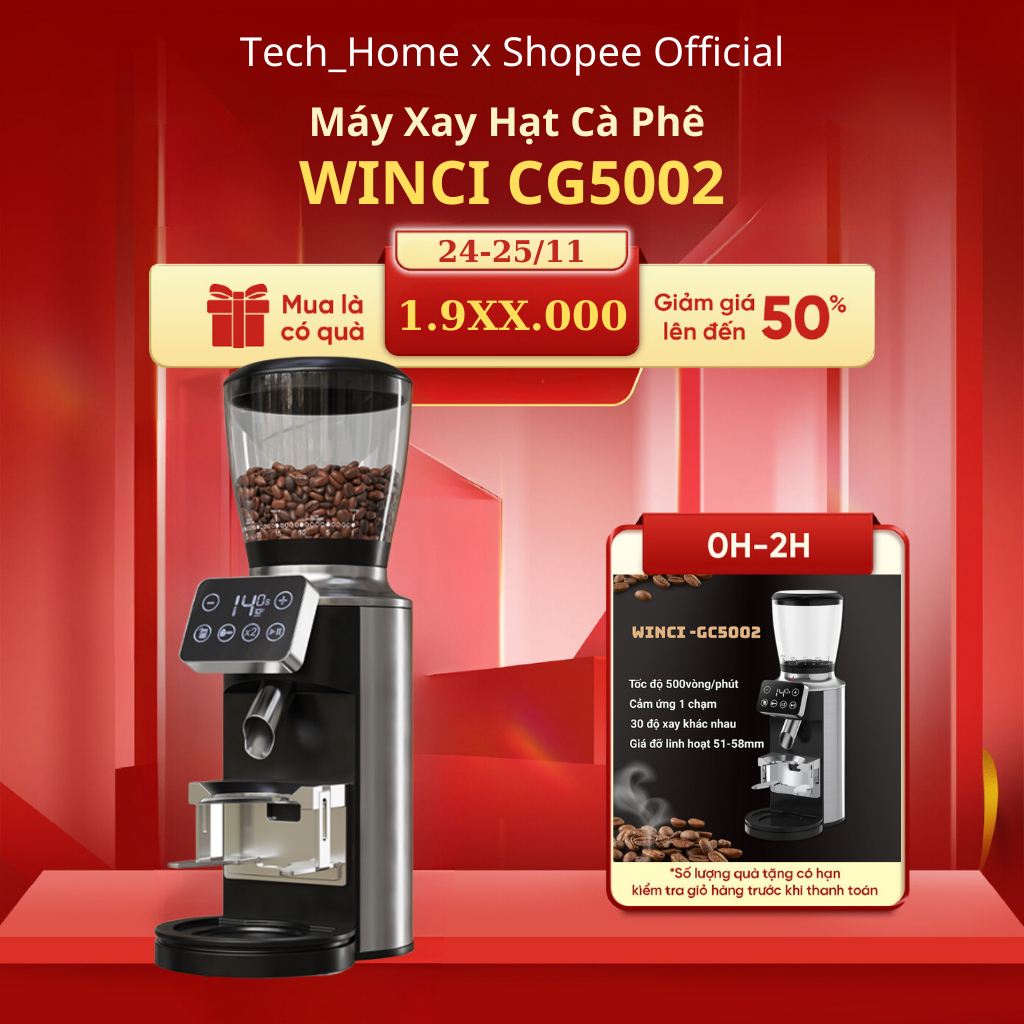 Máy xay hạt cà phê WINCI CG5002, 30 cỡ xay, Bảo hành 12 tháng | Shopee ...