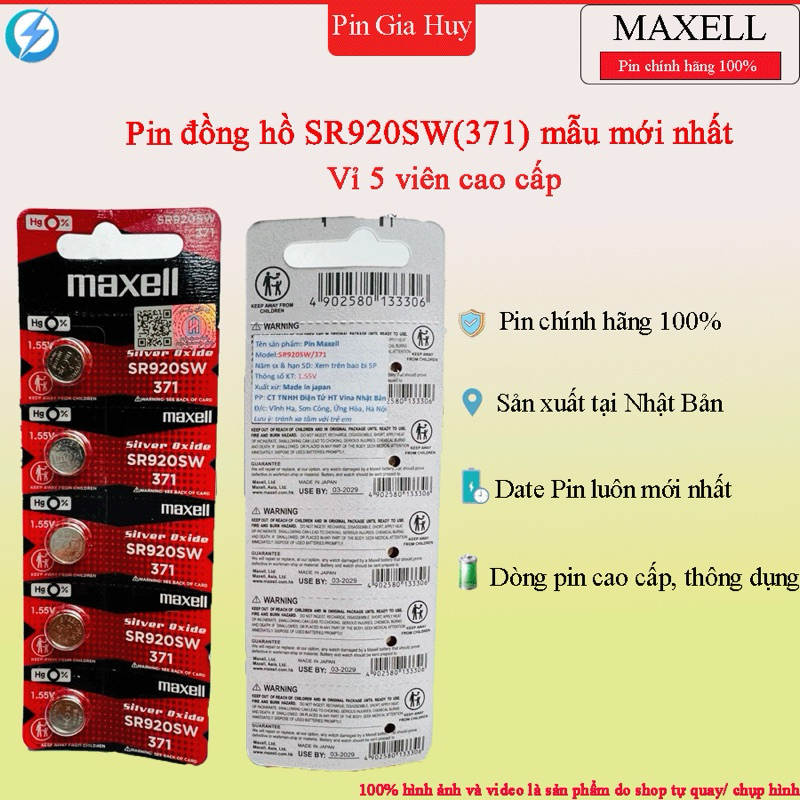 Pin Maxell 371 SR920SW dành cho đồng hồ dùng pin 371/ SR920SW/ 371RW ...