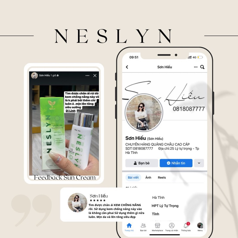 Kem chống nắng nâng tone NESLYN 5 màng lọc,nâng tone thay thế kem nền ...