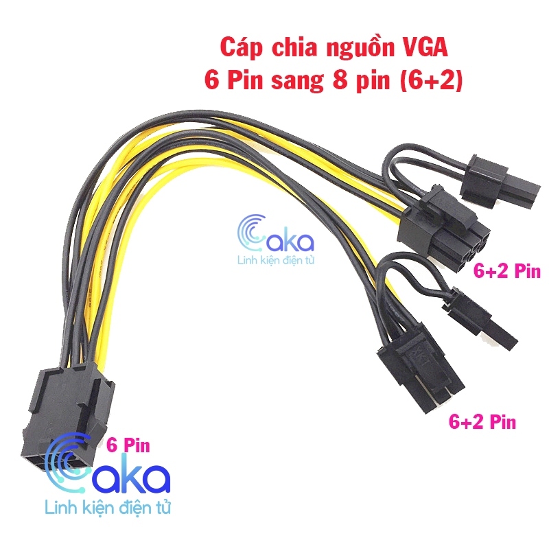 Cáp Chia Nguồn VGA 6 Pin ra 2 đầu 8 Pin (6+2) 20cm | Shopee Việt Nam