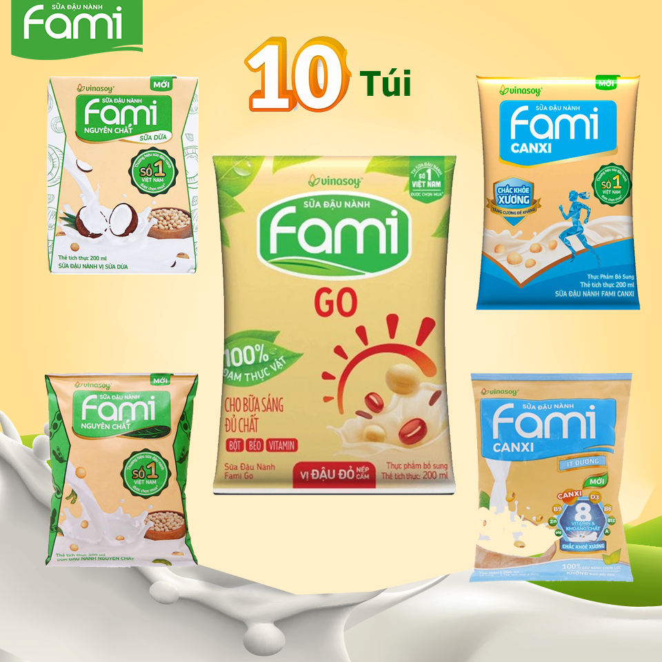 10 bịch sữa FAMI đủ loại ( túi 200ml) | Shopee Việt Nam