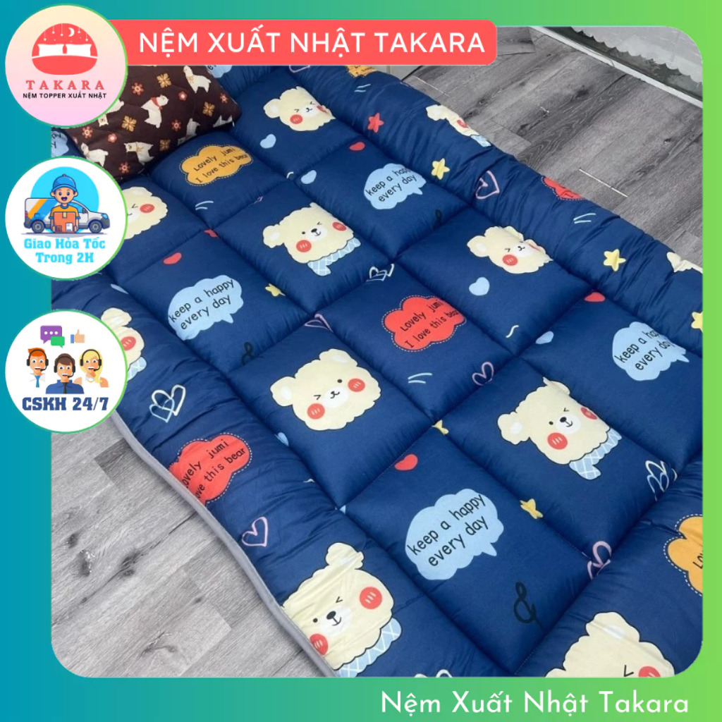 Nệm Topper TAKARA MẪU MỚI, đệm trải sàn dày 6cm hoạ tiết dễ tương, nệm ...